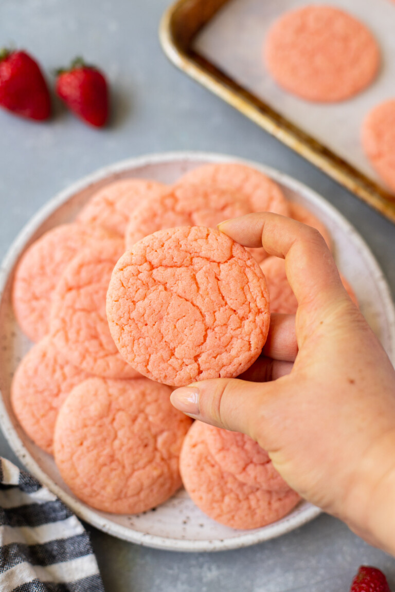 Soft Strawberry Cake Mix Cookies - Tasty Treats and Eats